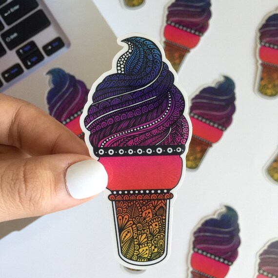 Transparent Zentangle Ice Cream Sticker transparent Sticker - Etsy