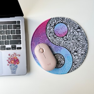 Zentangle Ying Yang Mouse Pad - Colorful Mouse Pads - Etsy