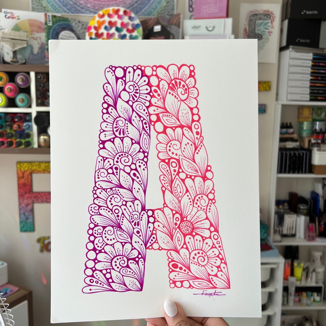 Zentangle A Letter - Wall Decor - Original Drawing - Etsy