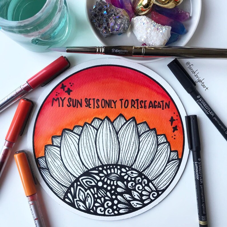 Hand Drawing Zentangle Sunflower Sunflower Drawing Hand | Etsy