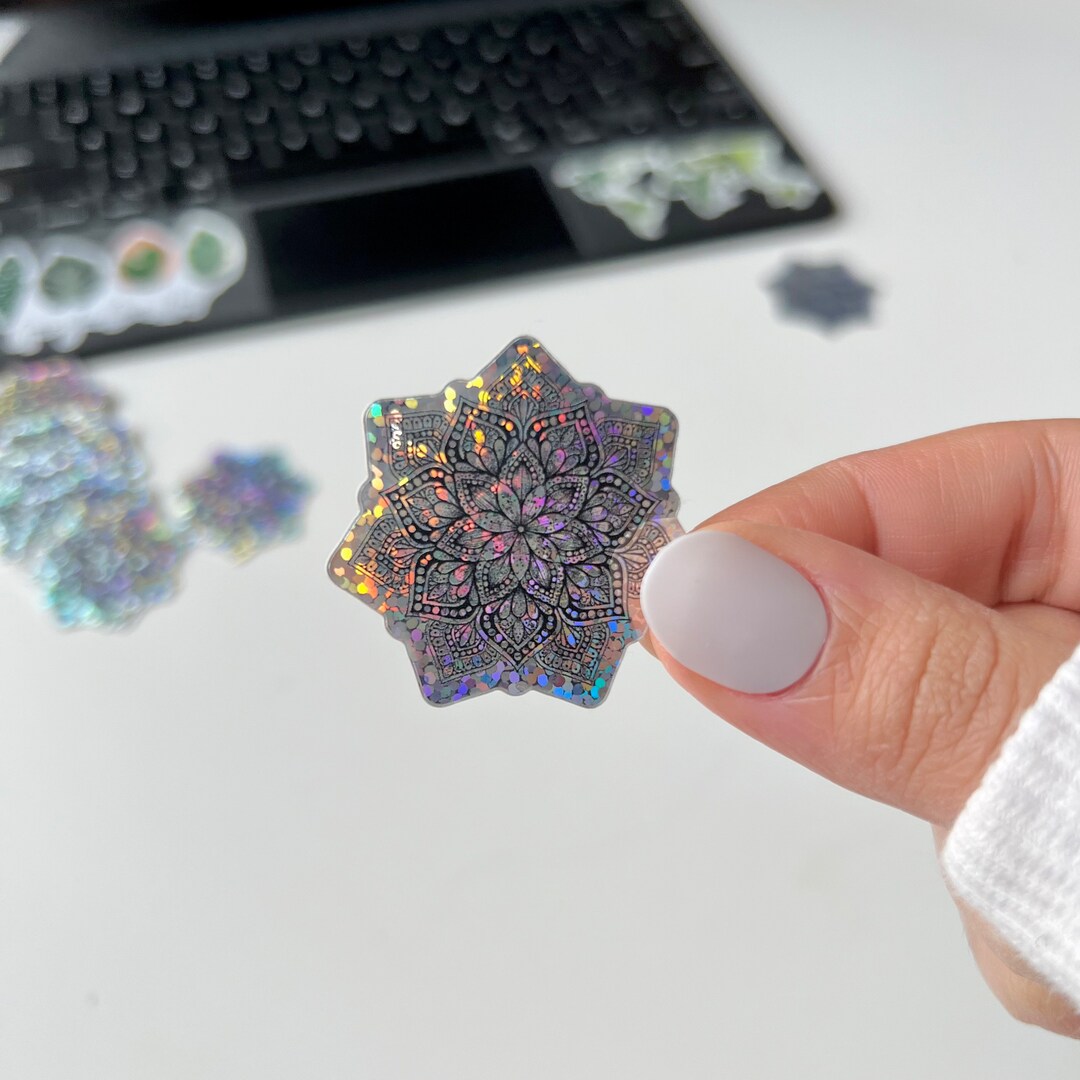 Mini Glitter Mandala Waterproof Sticker - Etsy