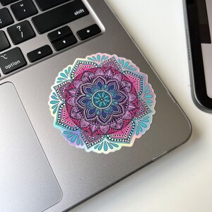 Holographic Colorful Mandala Sticker - Waterproof Stickers - Etsy