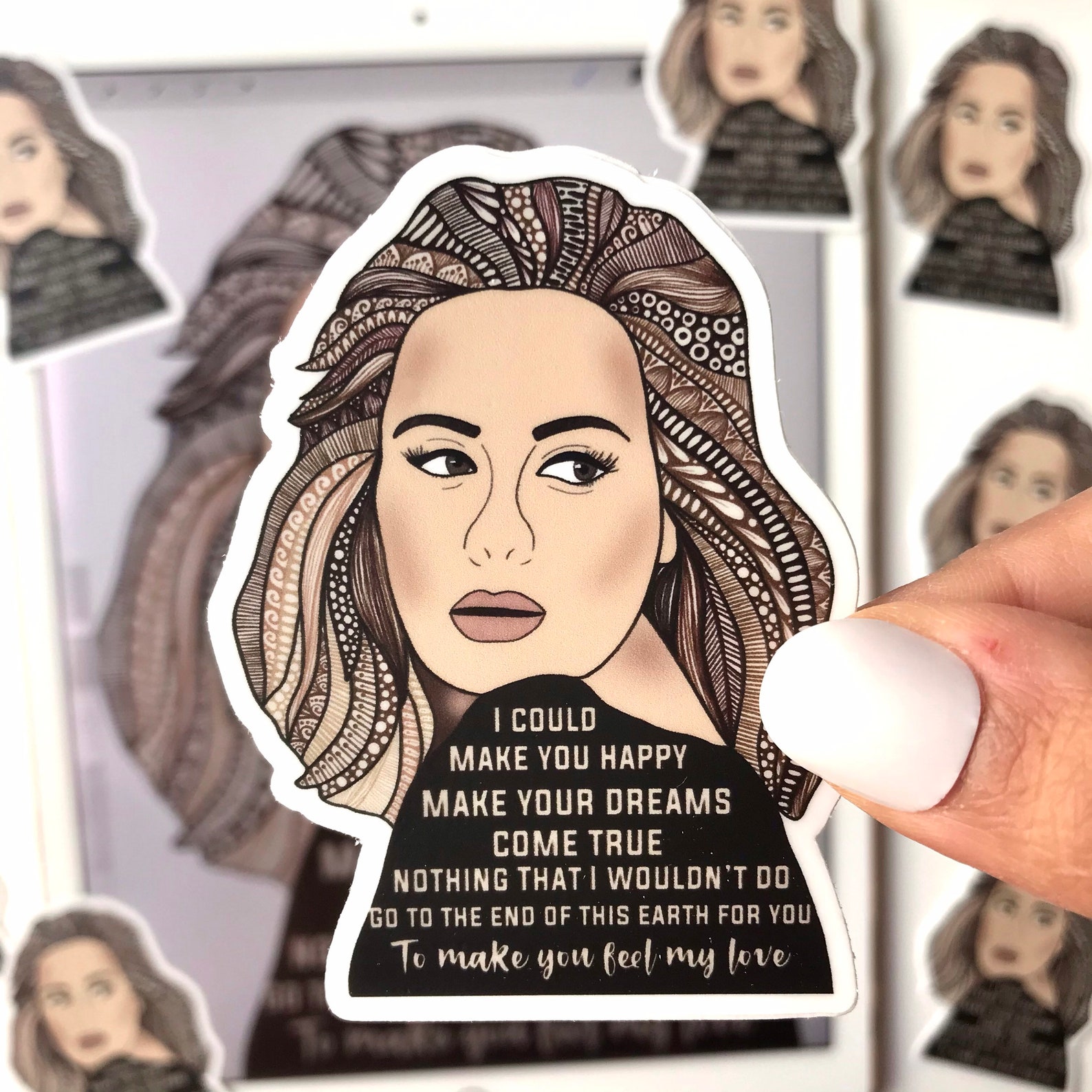 Zentangle Adele Matte Stickers Waterproof Stickers Water - Etsy