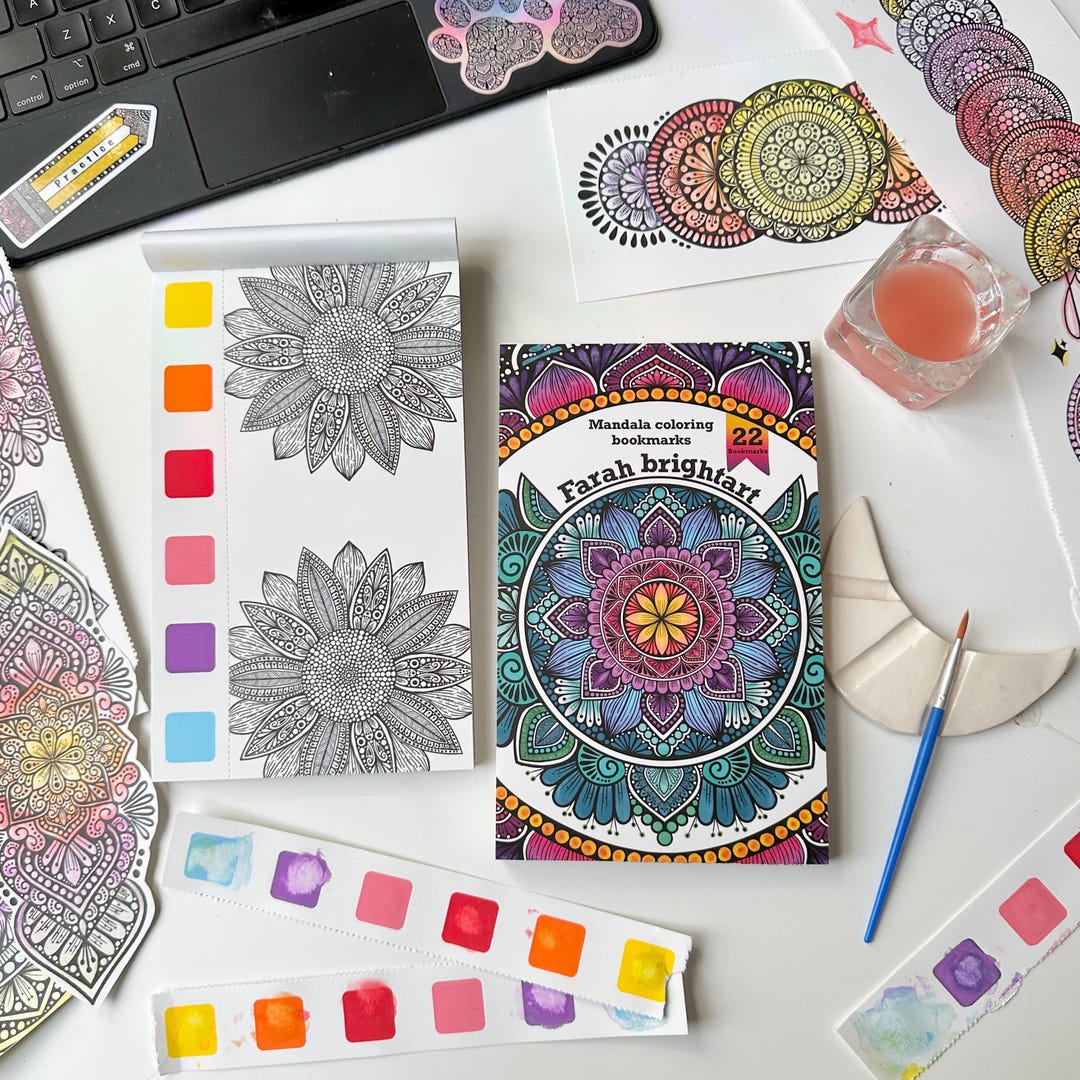 DIY Mandala Coloring Bookmarks - Etsy
