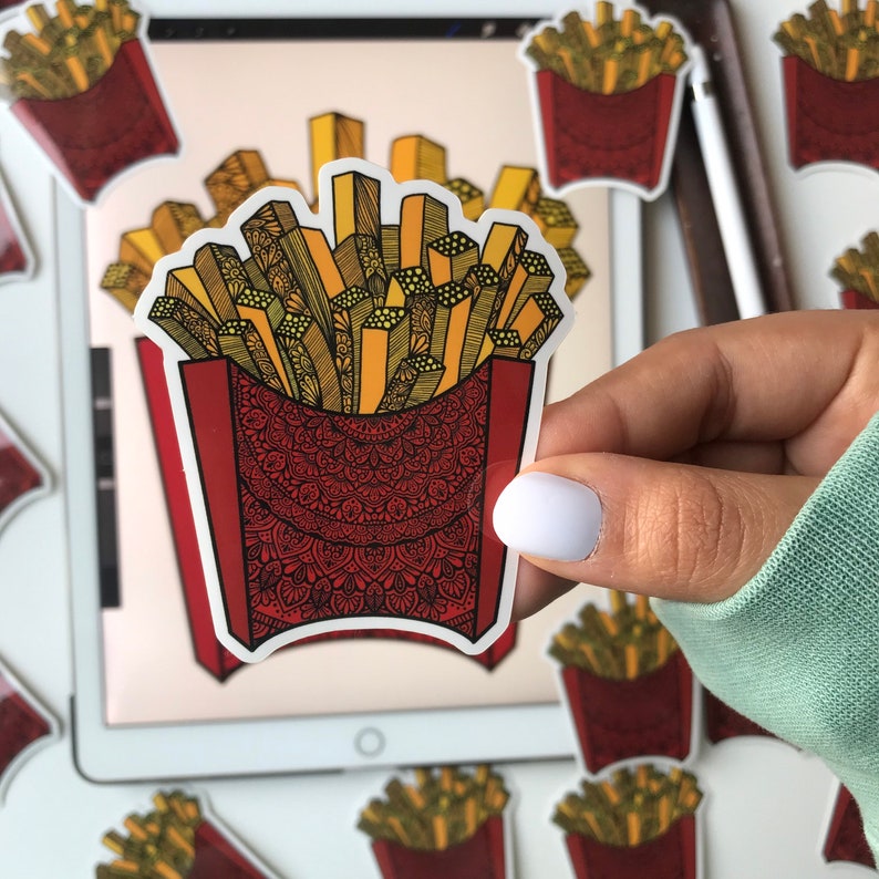 Mandala Fries Waterproof Stickers French Fries Waterproof | Etsy