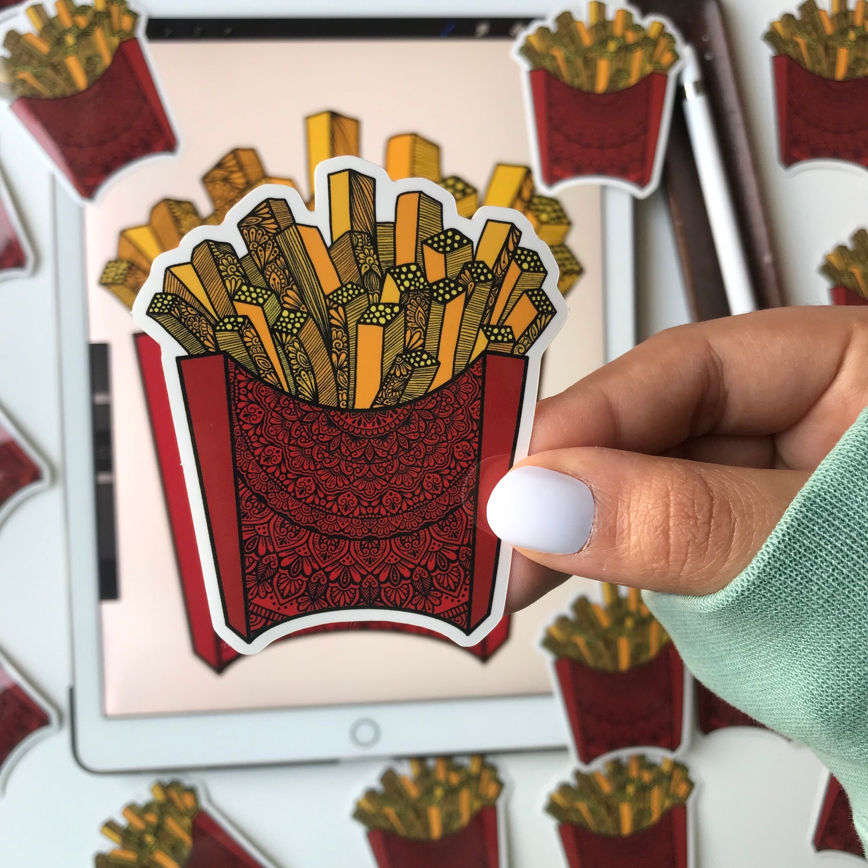 Mandala Fries Waterproof Stickers French Fries Waterproof - Etsy