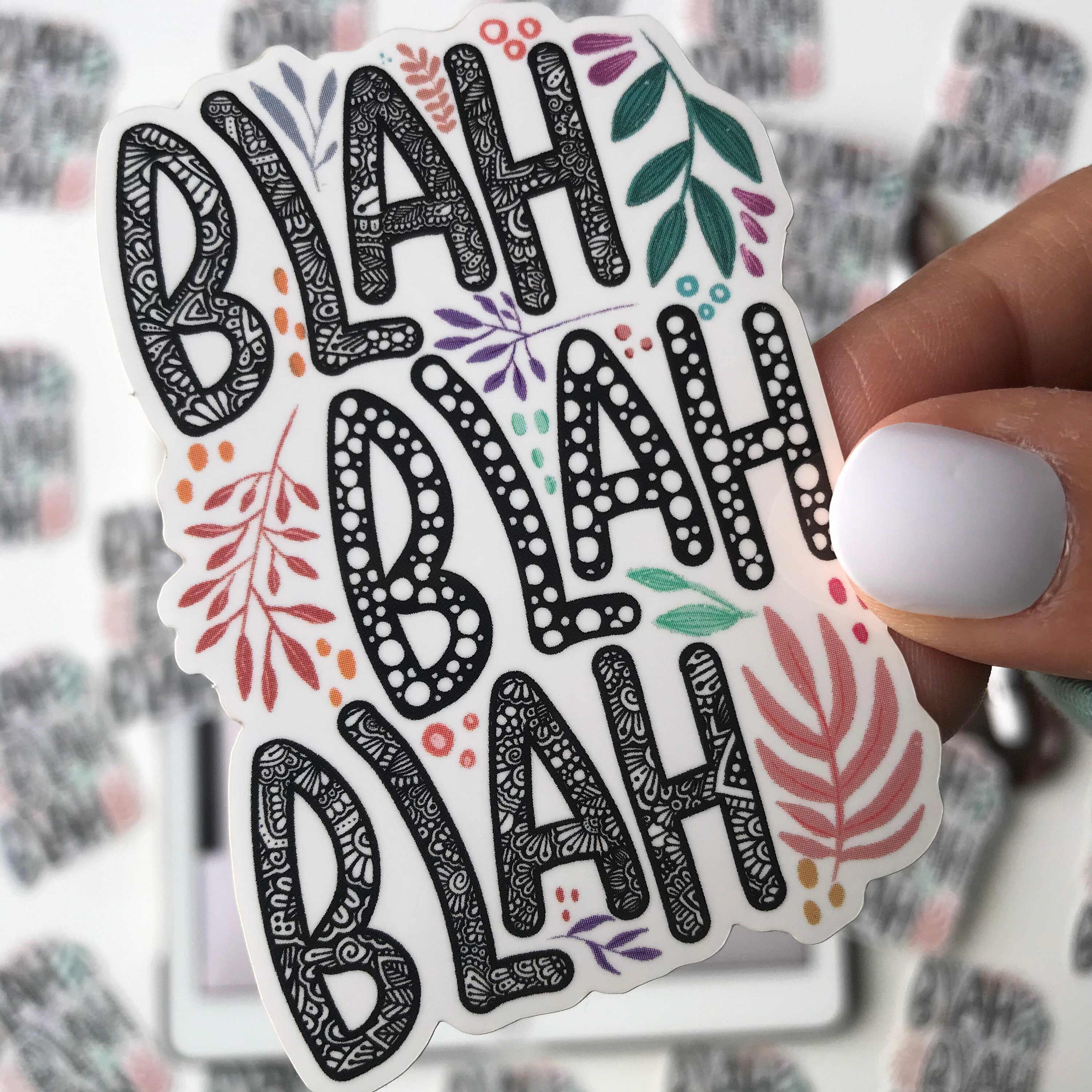 Blah Blah Blah Zentangle Waterproof Stickers Words Stickers | Etsy