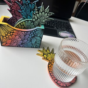 Zentangle Pineapple Wooden Coaster - Etsy