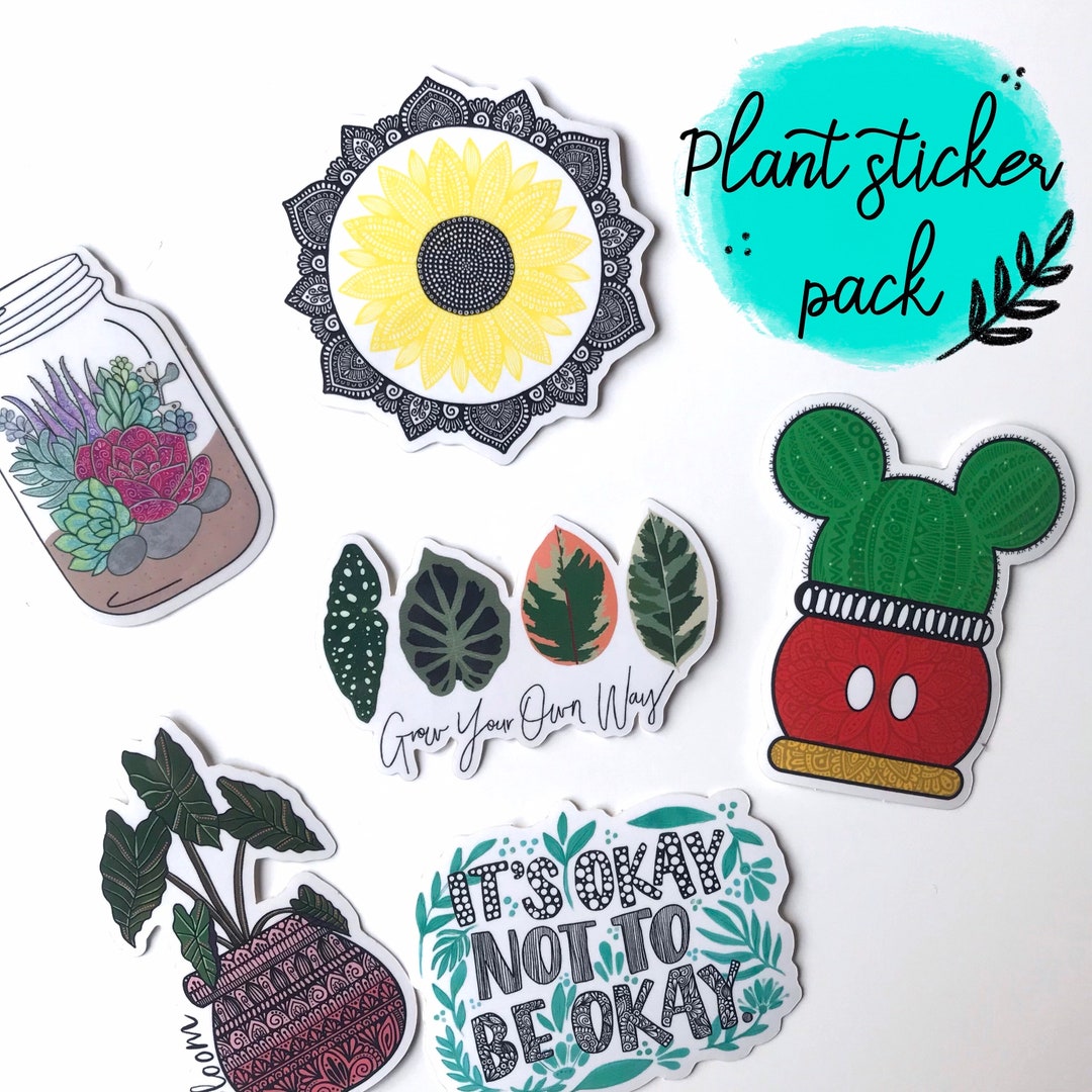 6 Plant Stickers Pack - Waterproof Stickers - Vinyl Stickers - Etsy
