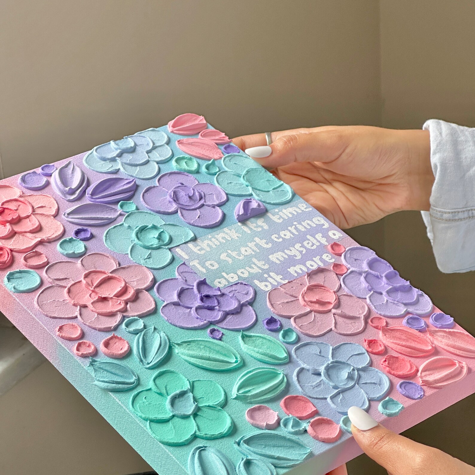 Pastel Plants Textured Floral Wall Decor - Etsy