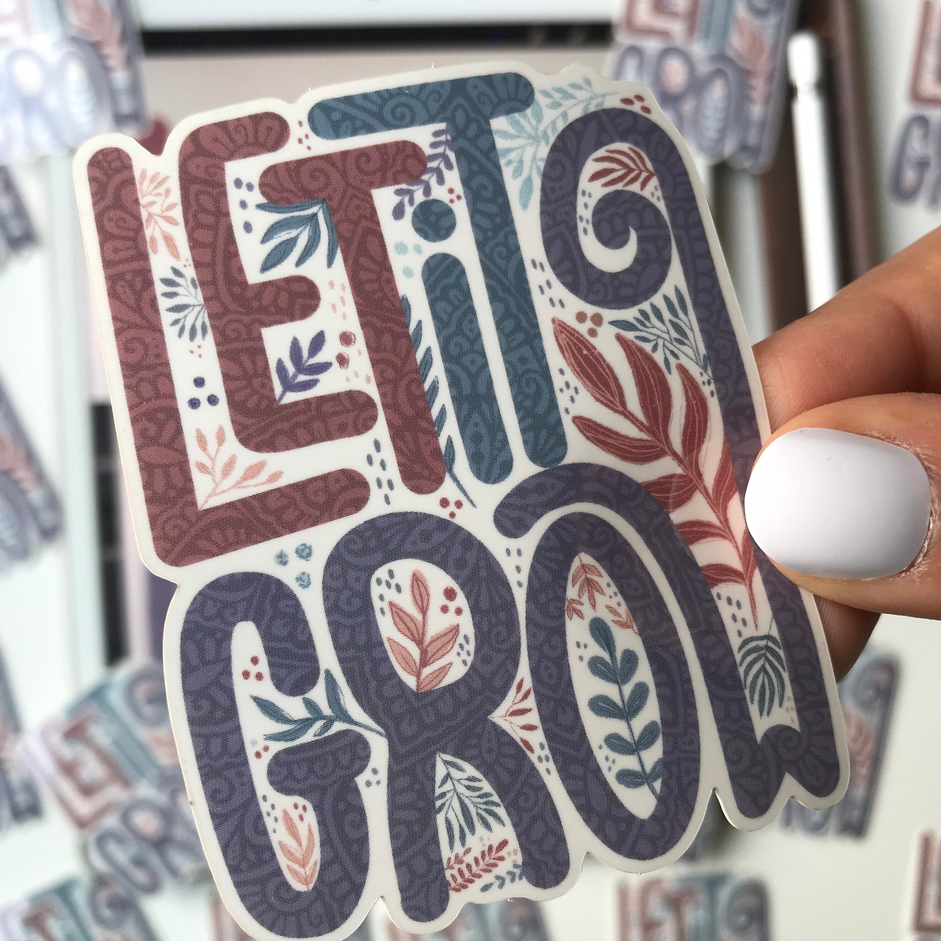 Let It Grow Mandala Waterproof Stickers Quote Sticker | Etsy