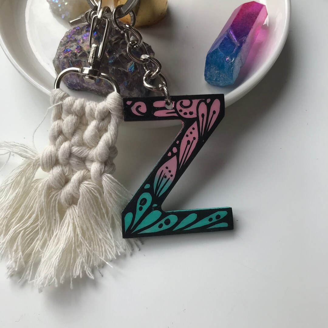 Zentangle Z Wooden Keychain - Etsy