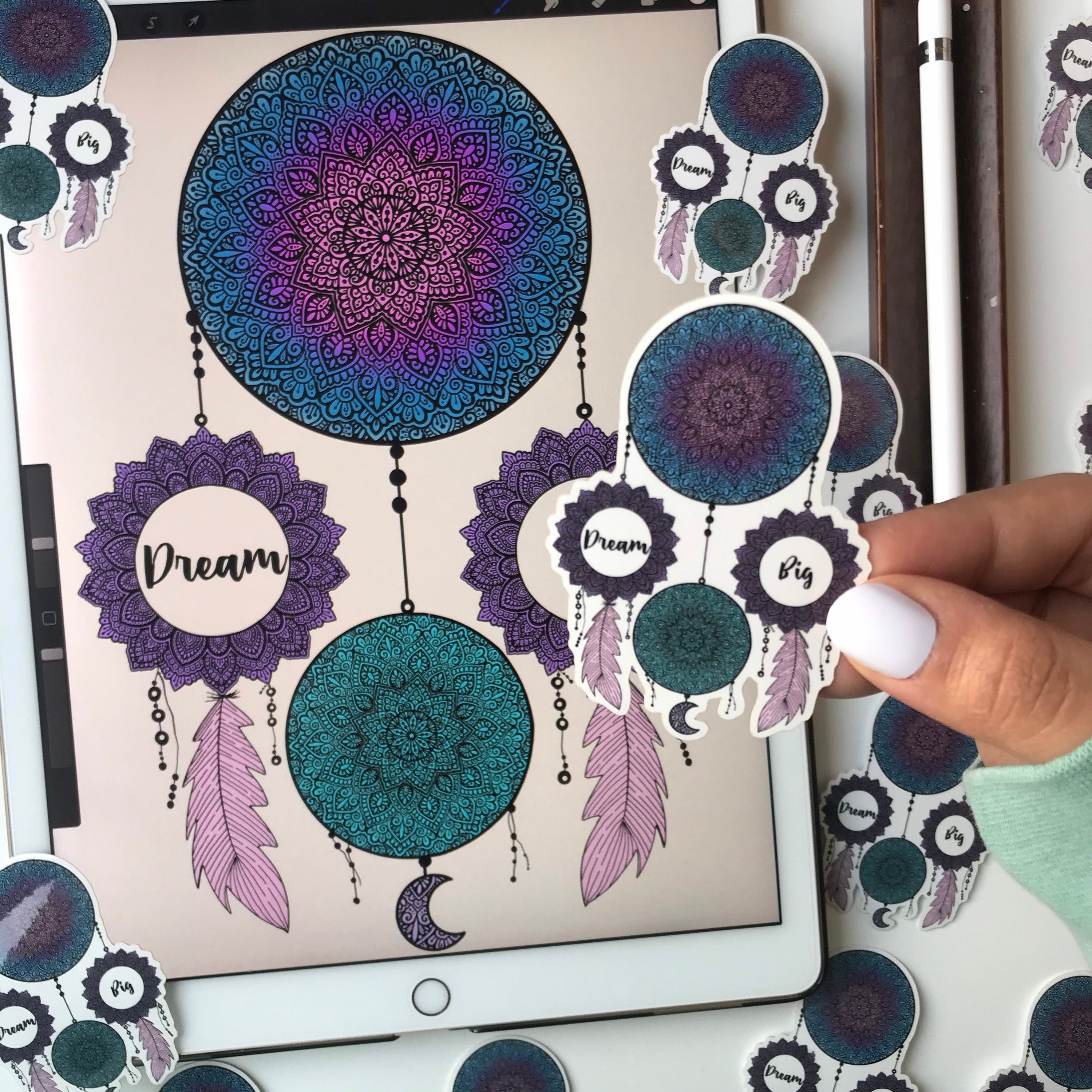 Dream Catcher Mandala Sticker- Dream Catcher Stickers- Water Stickers ...