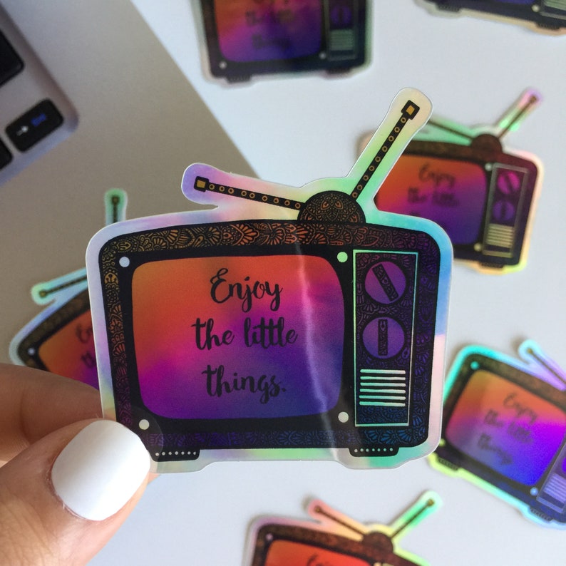 Tv holographic sticker quote sticker holographic | Etsy