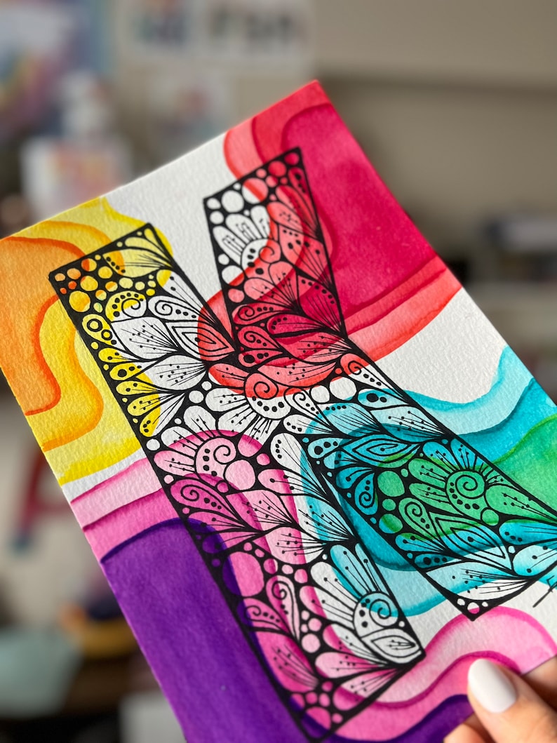 Zentangle K Letter Hand Drawing _ Original Artwork Wall - Etsy