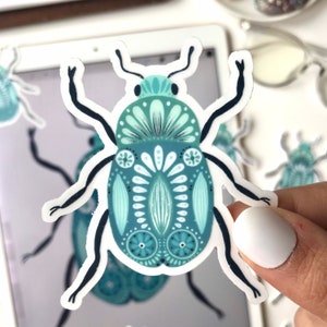 Matte Transparent Cute Blue Bug Sticker - Waterproof Sticker - Cute ...