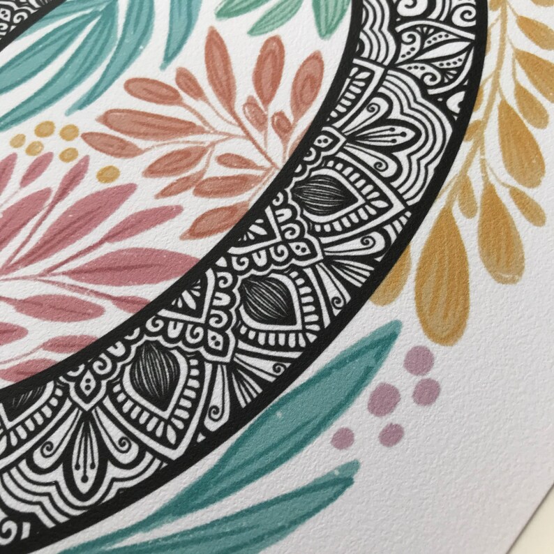 Mandala O Letter With Plant Doodle - Etsy