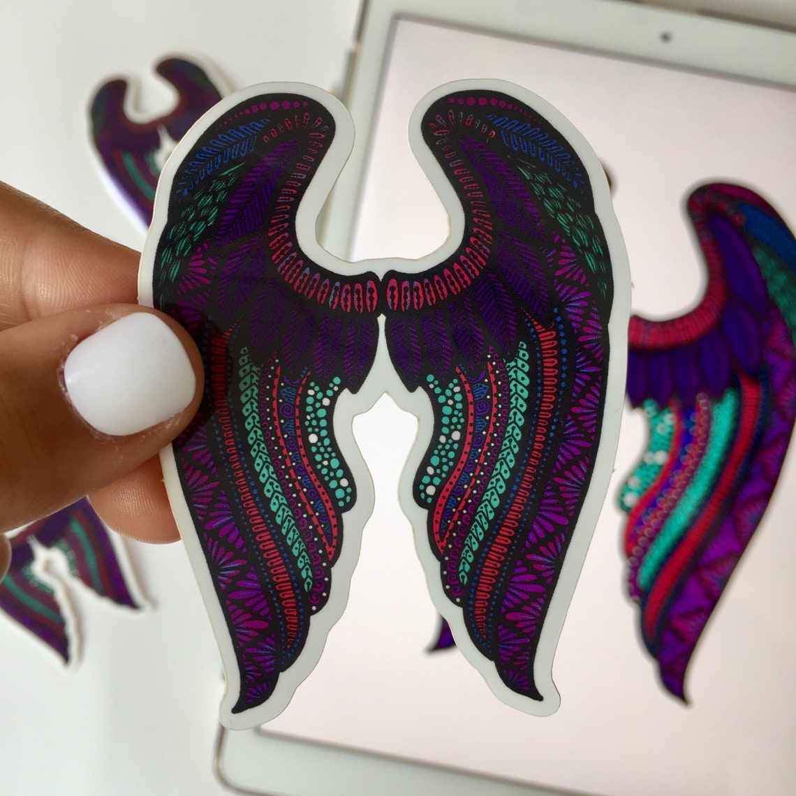 Zentangle Wings Sticker Wings Sticker Zentangle Sticker | Etsy