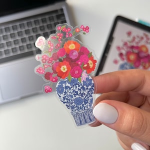 Flower in Vase Waterproof Sticker - Etsy