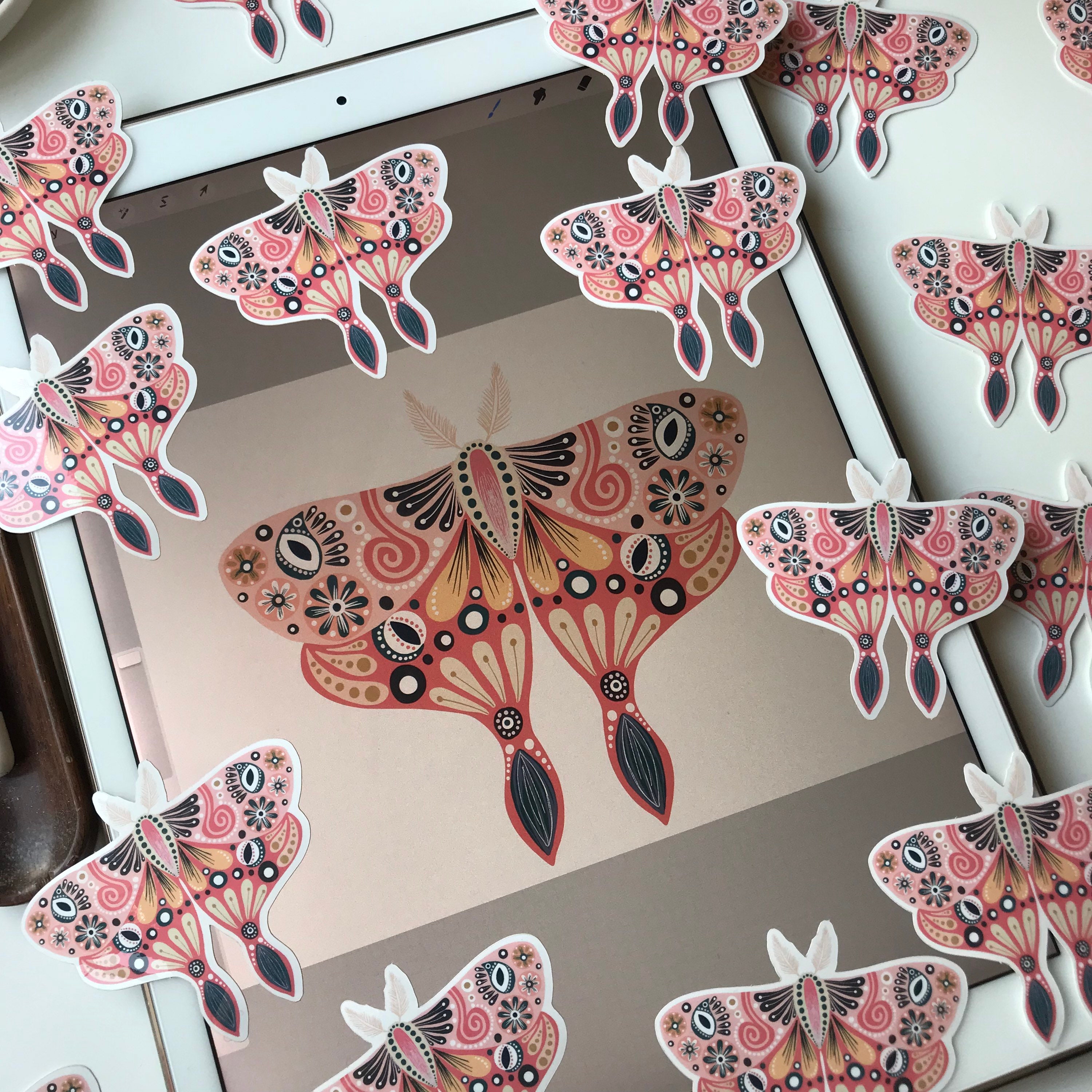 Cute Folk Moth Waterproof Sticker - Etsy