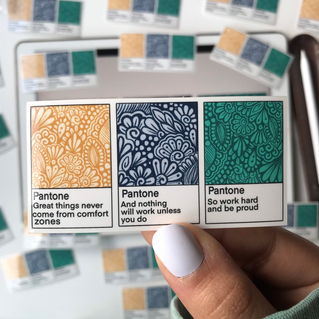 Pantone Zentangle Waterproof Vinyl Sticker – Inspirational Quote - Etsy