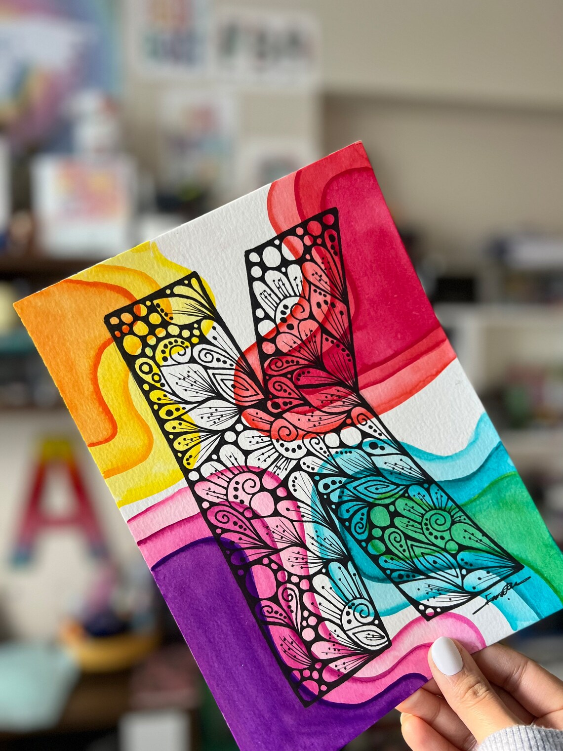 Zentangle K Letter - Hand Drawing _ Original Artwork - Wall Decor - Etsy