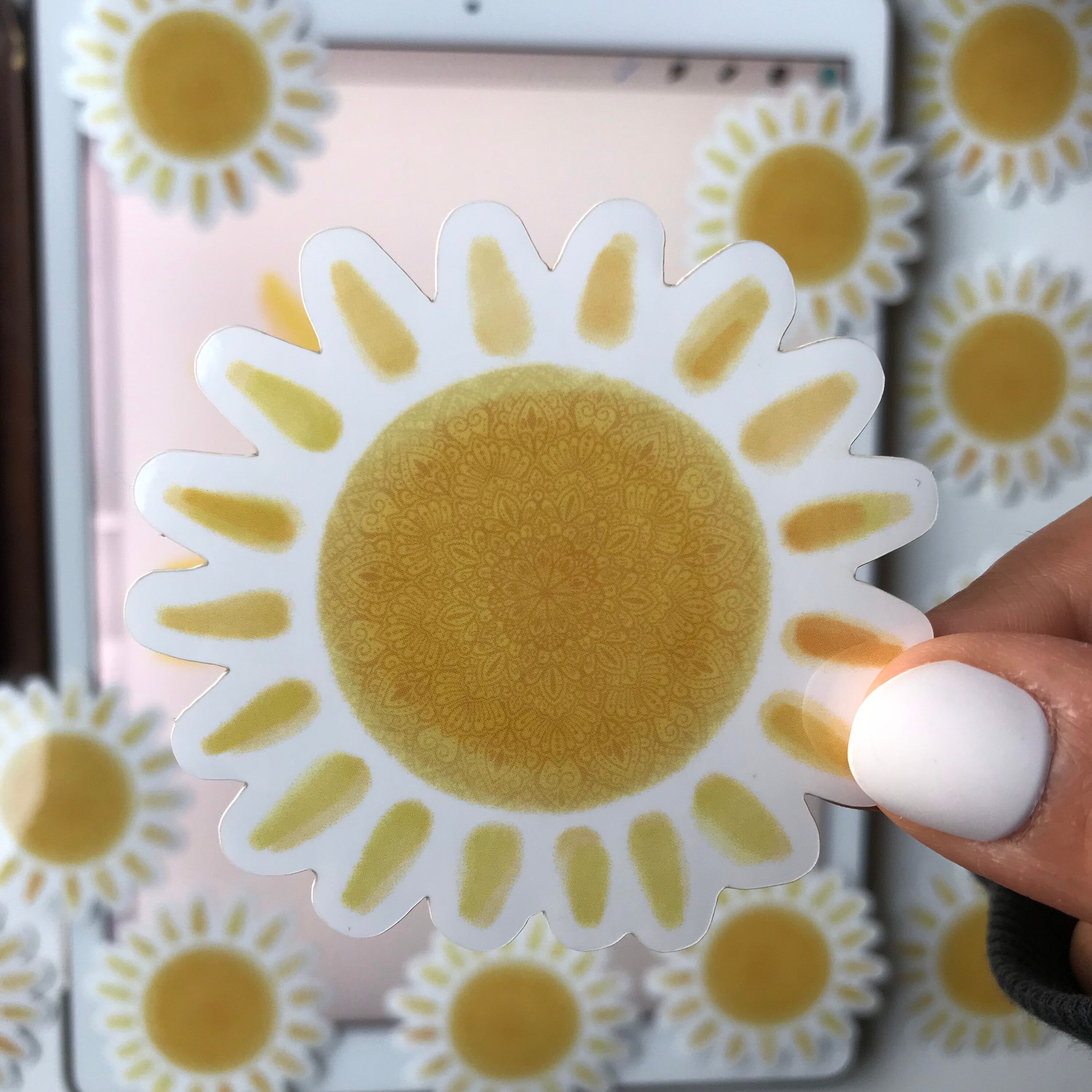 Sun mandala waterproof sticker | Etsy