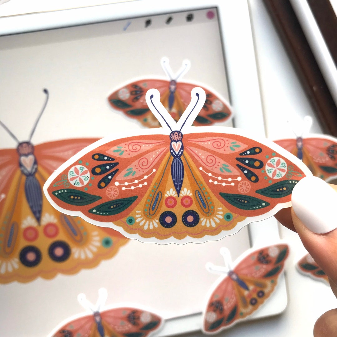 Moth Illustration Stickers - Waterproof Stickers - Butterfly Sticker - Etsy