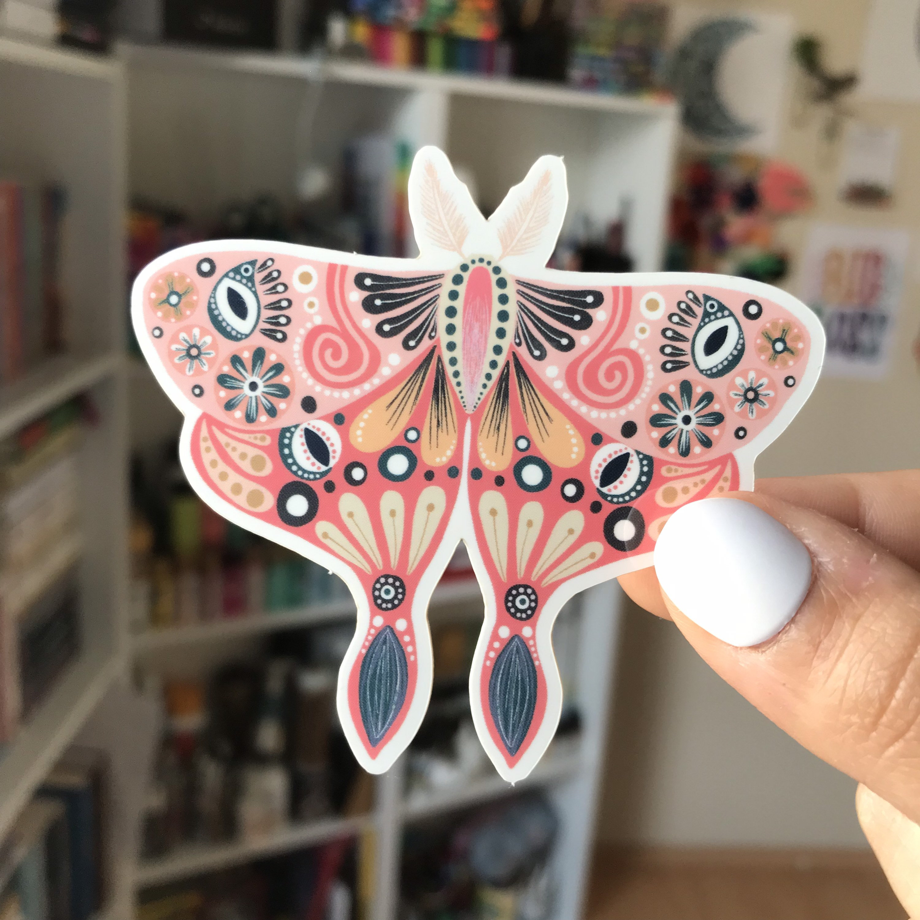 Cute folk moth waterproof sticker | Etsy