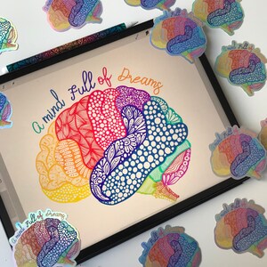 Zentangle Mind Holographic Sticker - Rainbow Mind Waterproof Sticker - Etsy