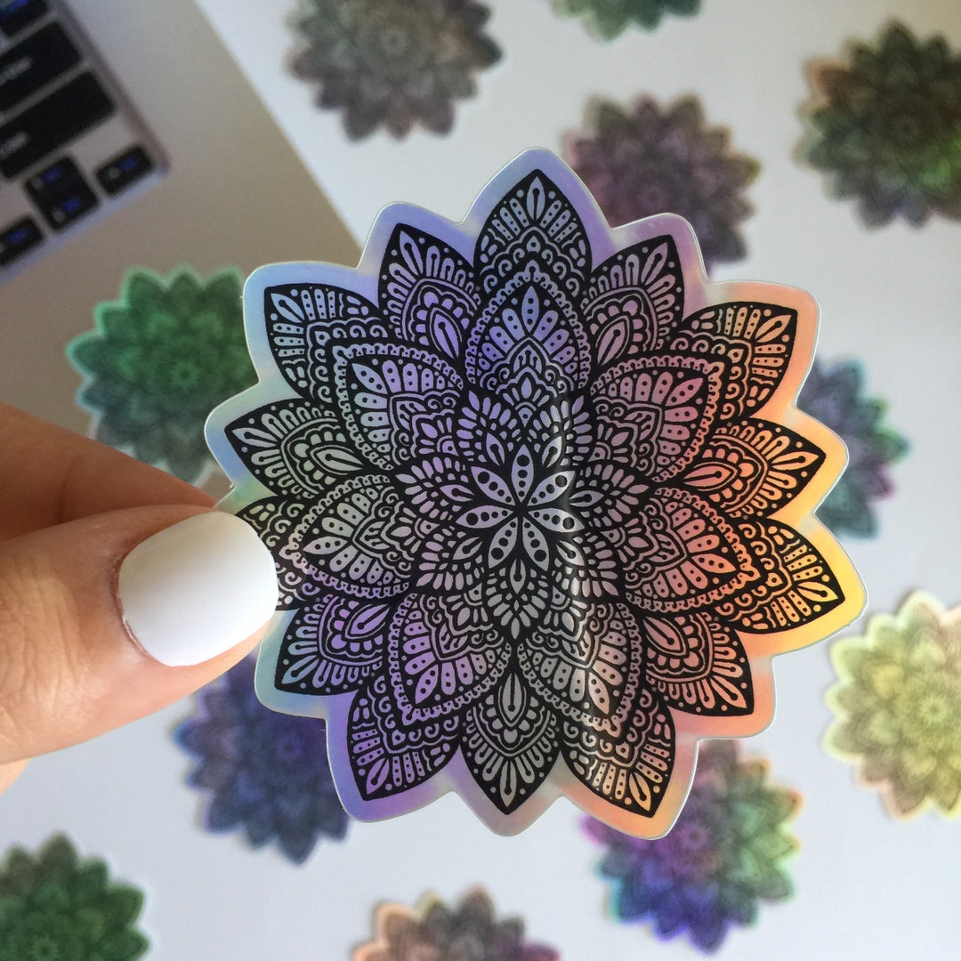 Holographic Mandala Stickers - Mandala Sticker - Holographic Sticker ...