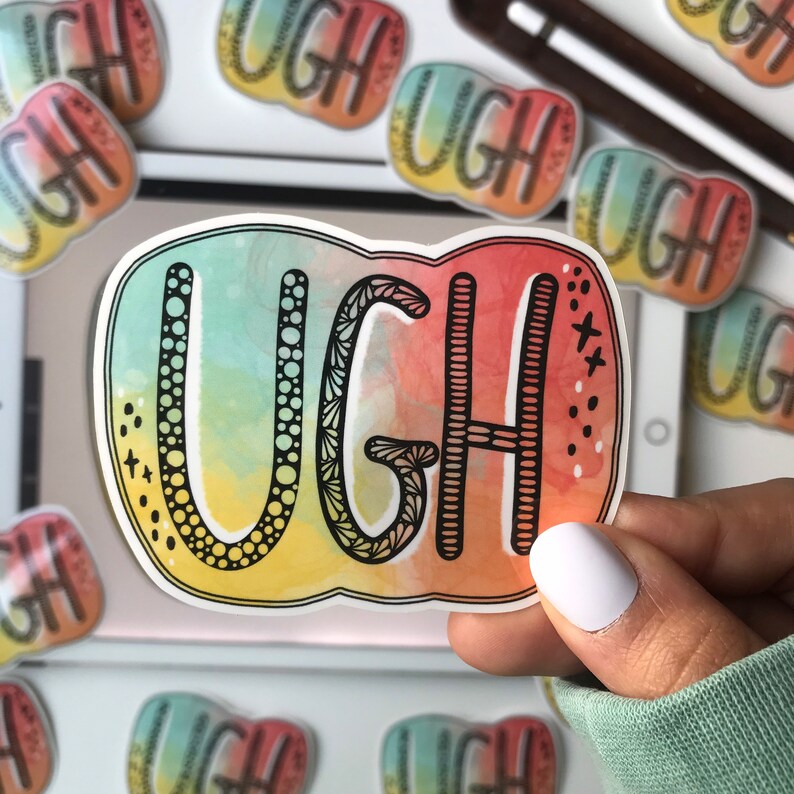 Zentangle Ugh Waterproof Sticker Waterproof Sticker Hand | Etsy
