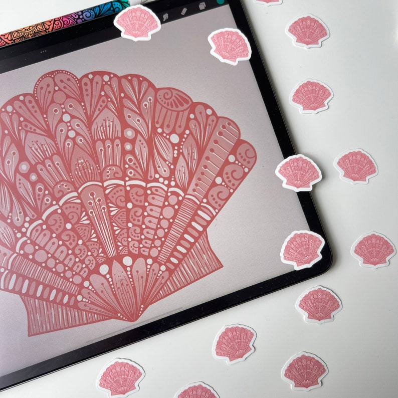 Mini Shell Zentangle Sticker - Waterproof Sticker - Etsy