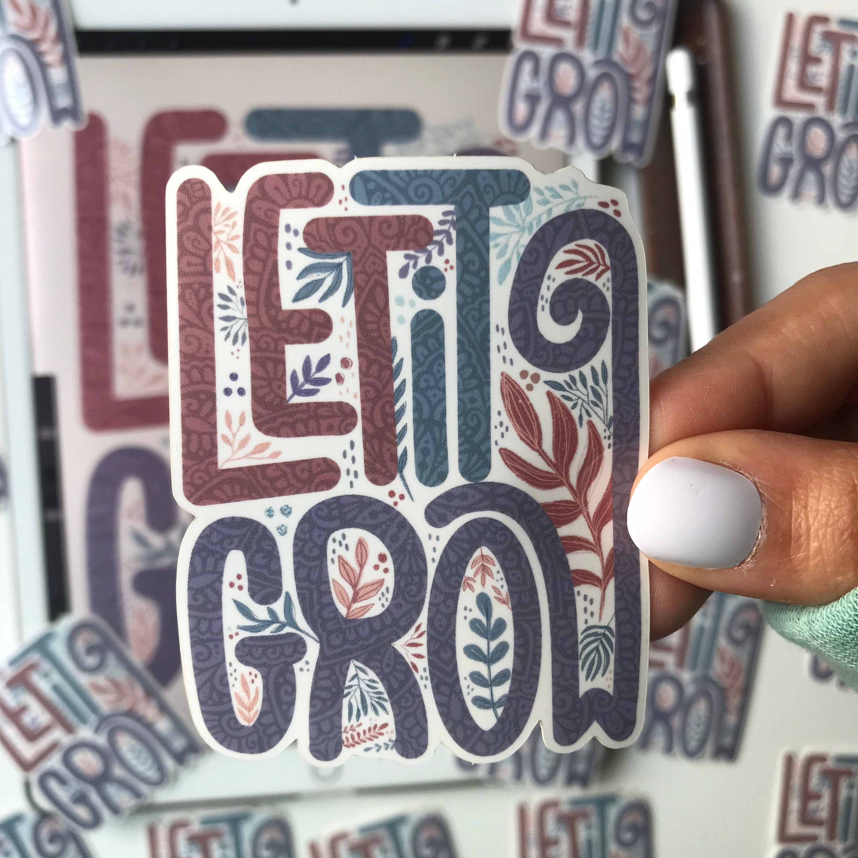 Let It Grow Mandala Waterproof Stickers Quote Sticker | Etsy