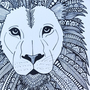 Zentangle Lion Art Print – A4 Size, Unframed - Etsy