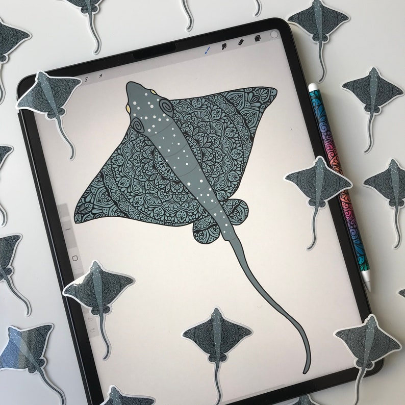 Zentangle Stingray Waterproof Sticker - Etsy