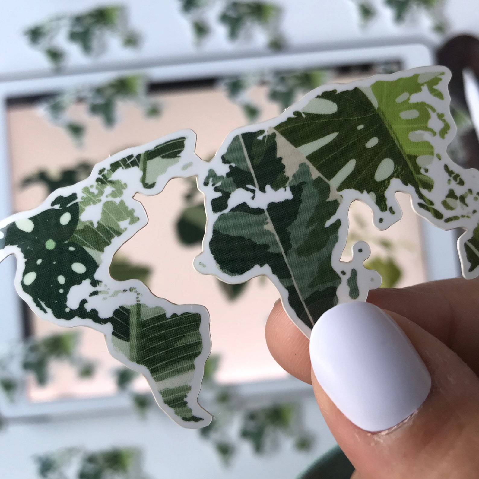 Plant World Map Waterproof Sticker World Map Stickers - Etsy