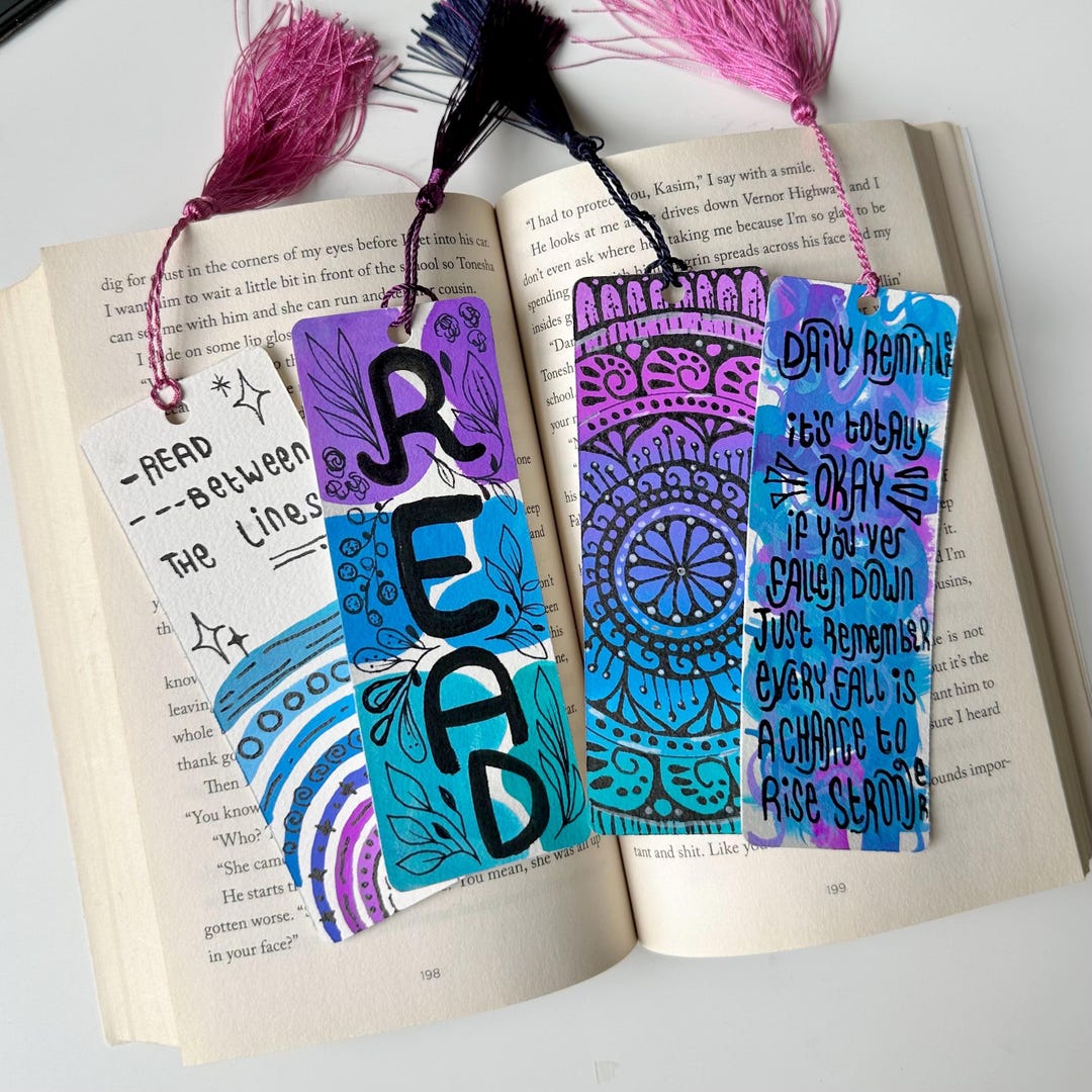 Handmade Reader Bookmark Set of 4 - Hand Drawn Mandala Bookmark - Etsy