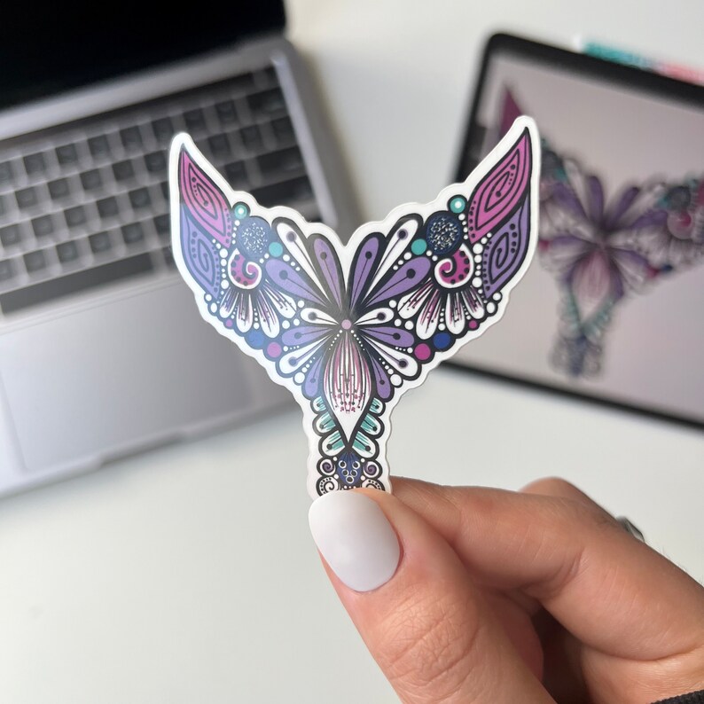 Tail Zentangle Sticker Waterproof Sticker Cute Sticker - Etsy