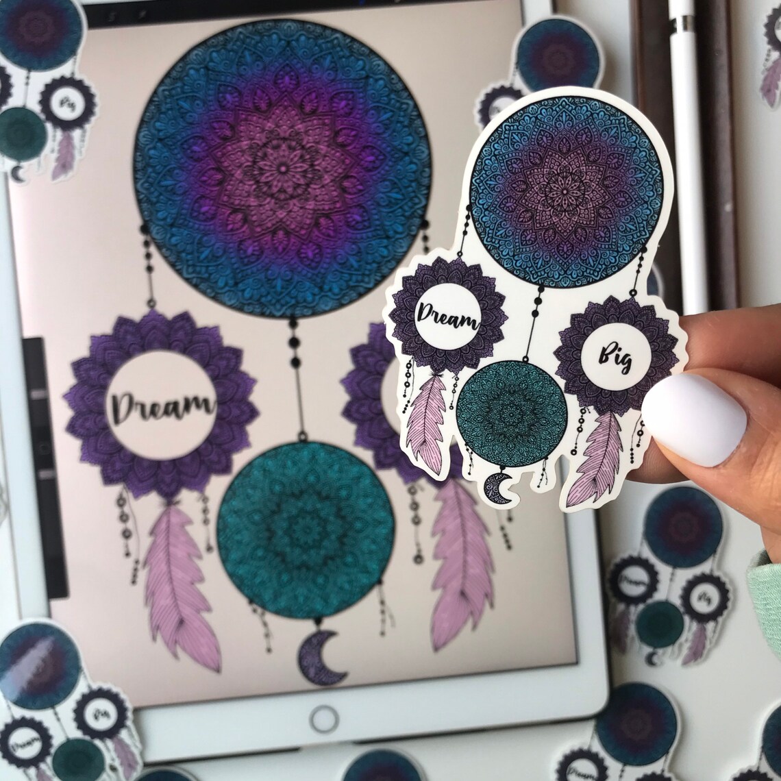 Dream Catcher Mandala Sticker- Dream Catcher Stickers- Water Stickers ...