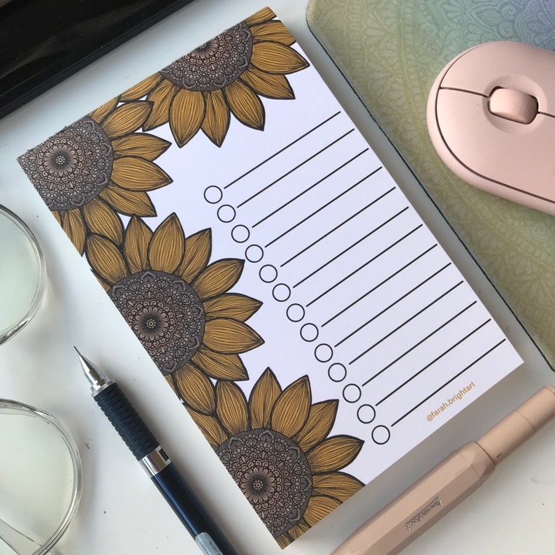 Sunflower Mandala Notepad 100 Sheets - Etsy