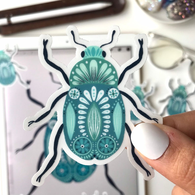 Matte Transparent Cute Blue Bug Sticker Waterproof Sticker | Etsy