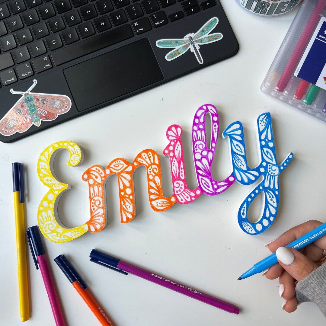 Zentangle Emily Wooden Letter - Etsy