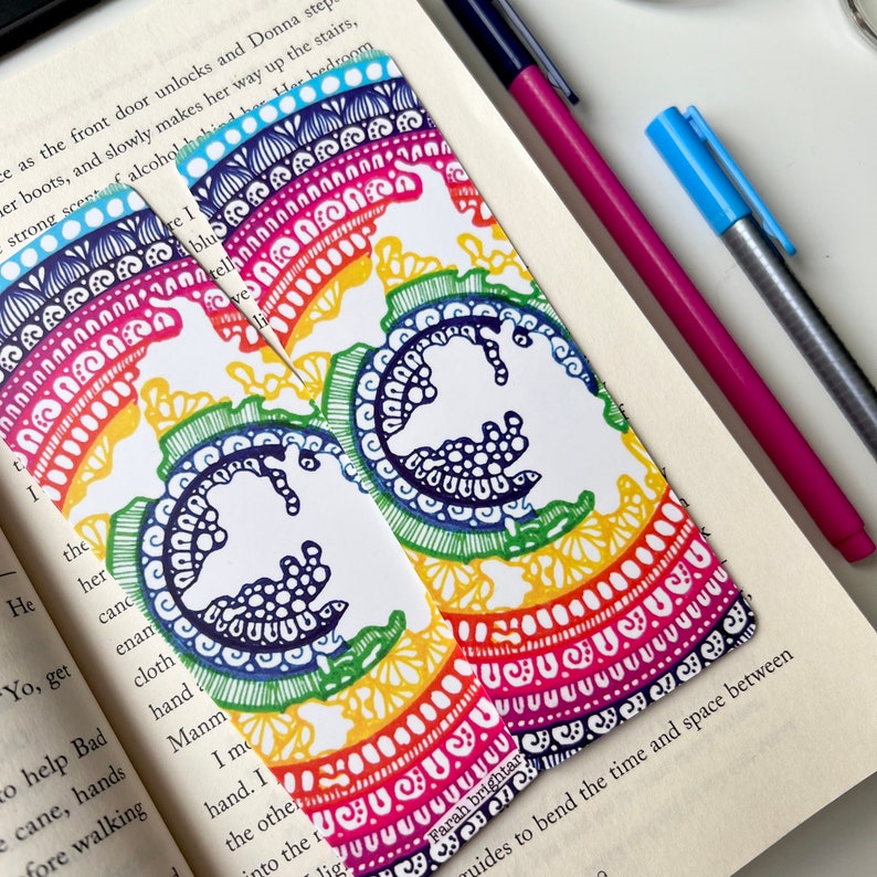 Rainbow Mandala World Map Bookmark - World Map Bookmark - 2 Side ...