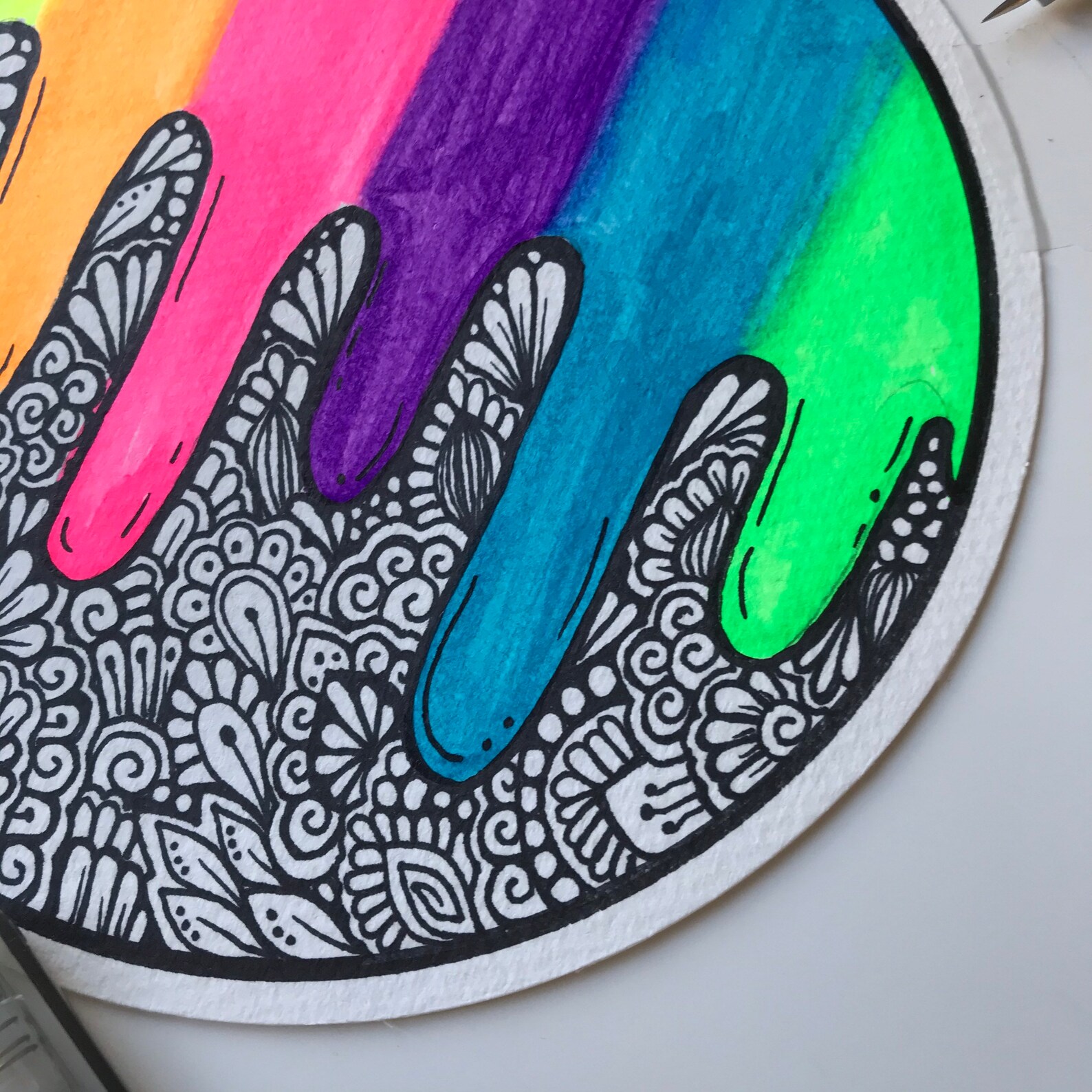 Neon Zentangle Artworks Original Artwork-hand Drawing - Etsy