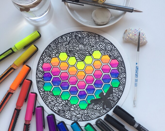 Neon Heart With Zentangle Patterns Background Hand Drawing Love Gift ...