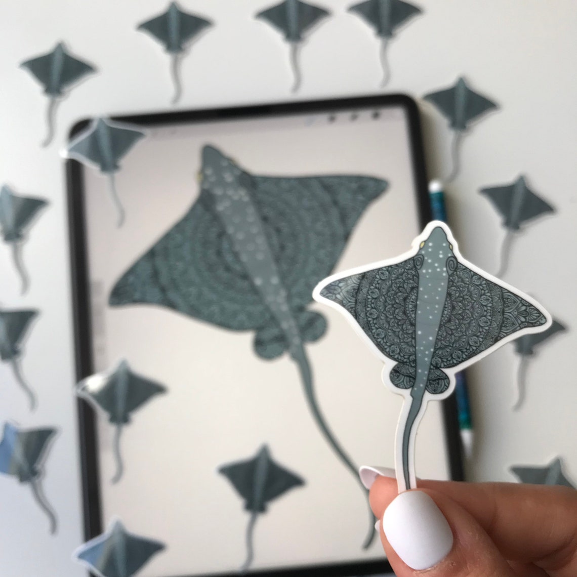 Zentangle Stingray Waterproof Sticker - Etsy