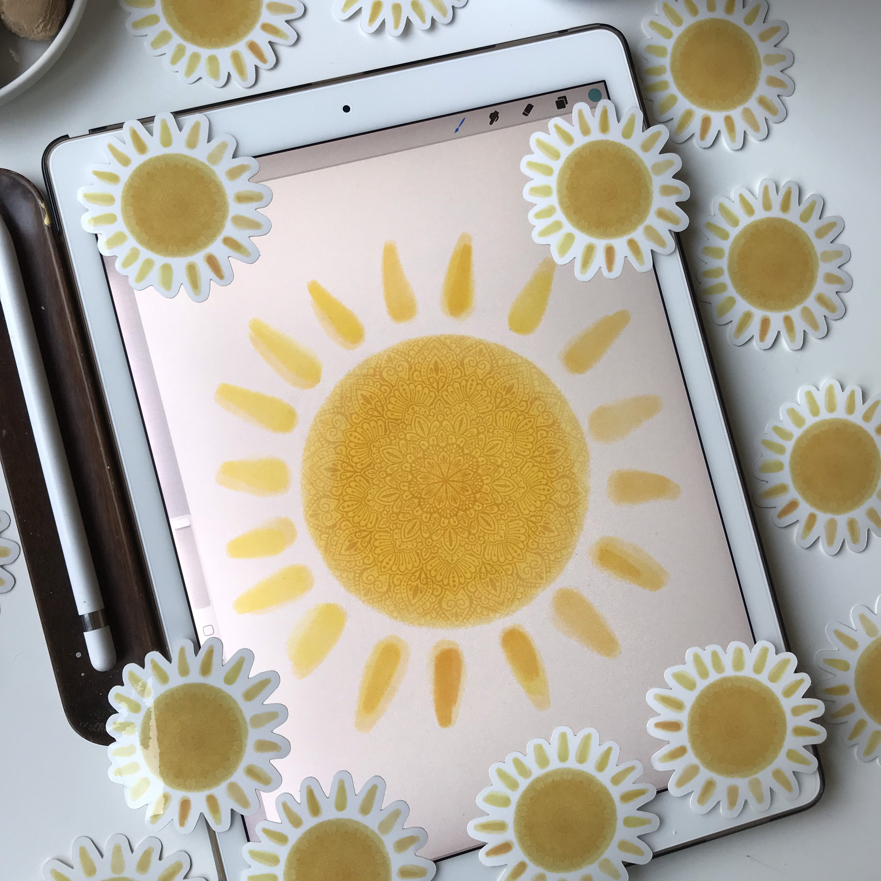 Sun mandala waterproof sticker | Etsy