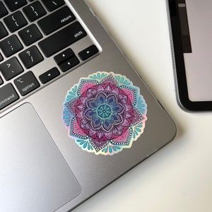 Holographic Colorful Mandala Sticker - Waterproof Stickers - Etsy