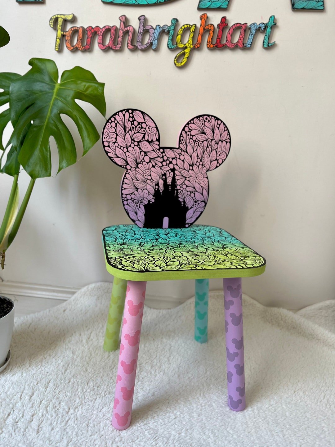 Mickey Mouse Zentangle Chair Hand Painted Chair - Etsy